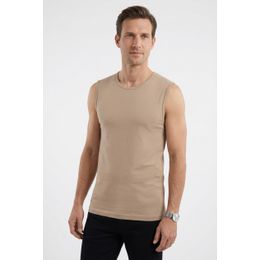 T-Shirt OLYMP "Casual", Herren, Gr. M, beige, Obermaterial: 94% Baumwolle, 6% Elasthan, unifarben, Basic, schmal, Rundhals, eingefasste Kante, Shirts T-Shirt, Rundhalsausschnitt, Ideal zum Unterziehen