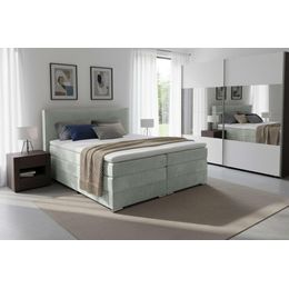 Boxspringbett Home Affaire "Romeo, Doppel- & Polsterbett, Federkernbett, Komfortbett, 160, 180 cm", mint, B:187cm L:219cm, 100% PES, Komplettbetten, Boxspringbett, inkl. 6 cm Topper, zwei Bettk&auml;sten, Taschen-Federkernmatratze in H4