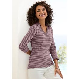 Langarm-Poloshirt Vivance "aus strukturierter Strickqualit&auml;t", Herren, Gr. 44/46, taupe, creme, Strick, Obermaterial: 75% Baumwolle, 25% Polyester, bequem, V-Ausschnitt, Shirts Langarm-Poloshirt, sch&ouml;ne Strick-Qualit&auml;t, Topseller