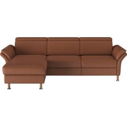 Ecksofa Home Affaire "Calypso L-Form", braun (haselnuss), B:260cm H:85cm T:172cm, 100% Polyester, Sofas, Ecksofa, mit motorischen Funktionen im Sofa und Recamiere