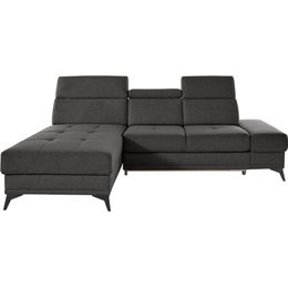 Ecksofa Home Affaire "Cardiz L-Form", grau (anthrazit), B:246cm H:83cm T:173cm, Webstoff (100% Polyester);Luxus-Microfaser Paris (90% Polyester/10% Polyamid);Struktur fein (100% Polyester);Samtoptik (100% Polyester), Sofas, Ecksofa, inkl.Kopfteilverstellung und Federkern wahlweise mit Bettfunktion