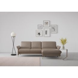 Sit & More Ecksofa SIT & MORE "Fashion L-Form", grau (taupe), B:253cm H:84cm T:165cm, Sofas, Ecksofa, wahlweise mit Kopfteilverstellung, Vorziehsitz, motorisch, Nickelf&uuml;&szlig;e