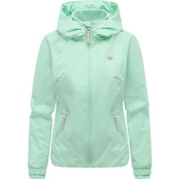 Outdoorjacke Ragwear "&Uuml;bergangsjacke Dizzie Tech", Damen, Gr. XS, gr&uuml;n (mint26), Obermaterial: 100% Polyester PES. Obermaterial: Futter: 100% Polyester PES., gerade, hoch geschlossener Ausschnitt, &Auml;rmel ohne &Auml;rmelschlitz Rippstrickb&uuml;ndchen, Jacken Outdoorjacke, Wasserdichte Damen &Uuml;bergangsjacke mit gro&szlig;er Kapuze