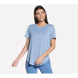 Funktionsshirt Skechers "Tunic Tee", Damen, Gr. XS (34), blau dawn, Jersey, Obermaterial: 91% Polyester, 9% Elasthan, Rundhals, Shirts Funktionsshirt