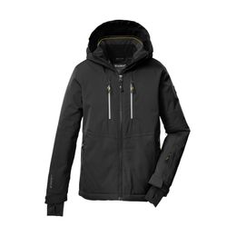 Skijacke Killtec "KSW 191 BYS SKI JCKT", Herren, Gr. 128, schwarz, Obermaterial: 100% Polyester;Futter: 100% Polyester;F&uuml;llung: 100% Polyester, Jacken Skijacke, Wasserdichte Kinderjacke mit Kapuze, Schneefang und Reflektoren
