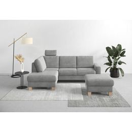 Ecksofa Home Affaire "Summer L-Form", silber, B:236cm H:91cm T:170cm, 100% Polyester, Sofas, Ecksofa, mit Ottomane, wahlweise mit Bettfunktion und Bettkasten, Cord-Bezug