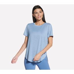 Funktionsshirt Skechers "Tunic Tee", Damen, Gr. XL (46/48), blau dawn, Jersey, Obermaterial: 91% Polyester, 9% Elasthan, Rundhals, Shirts Funktionsshirt