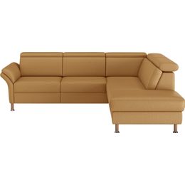 Ecksofa Home Affaire "Calypso L-Form", gelb (dijon), B:259cm H:85cm T:227cm, 100% Polyester, Sofas, Ecksofa, mit Relaxfunktion motorisch im Sofa 2,5- Sitzer