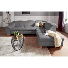 Sit & More Ecksofa SIT & MORE "Santo L-Form", grau (steel), B:272cm H:82cm T:206cm, Sofas, Ecksofa, mit Federkern, wahlweise mit Bettfunktion und Stauraum
