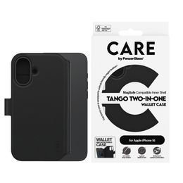 CARE BY PANZERGLASS Handyh&uuml;lle "Case Feature Tango 2-in-1 Wallet Case Apple iPhone 16", schwarz, B:11cm H:2,5cm T:19,5cm, H&uuml;llen, Backcover, Schutzh&uuml;lle, Handyschutzh&uuml;lle, Case, Schutzcase, sto&szlig;fest, Handyh&uuml;lle