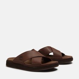 Sandale Timberland "CASCO COVE SLIDE SANDAL", Herren, Gr. 44, dk brn f grain, Leder, Schuhe Sandale, aus Timberland Premium Leder