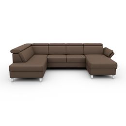 Sit & More Wohnlandschaft SIT & MORE "Vincenzo U-Form", braun, B:317cm H:84cm T:93cm, Sofas, Wohnlandschaft, inklusive Kopfteilverstellung, wahlweise mit Bettfunktion, Bettkasten