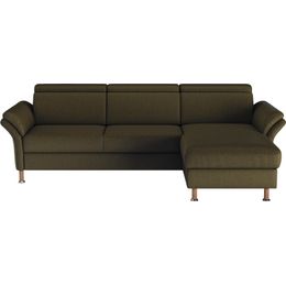 Ecksofa Home Affaire "Calypso L-Form", gr&uuml;n (olive), B:260cm H:85cm T:172cm, 100% Polyester, Sofas, Ecksofa, mit motorischen Funktionen im Sofa und Recamiere