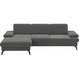 Sit & More Ecksofa SIT & MORE "Morris L-Form, inkl. Sitztiefenverstellung", grau (stone), B:275cm H:82cm T:171cm, 100% Polyester, Sofas, Ecksofa, wahlweise mit Armteilverstellung, Bettfunktion & Bettkasten
