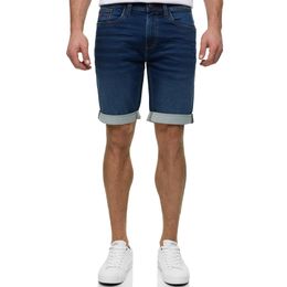Shorts INDICODE "INDelmare", Herren, Gr. S, N-Gr, blau (work blau), Web, Obermaterial: 77% Baumwolle, 21% Polyester, 2% Elasthan, unifarben, regular fit knielang, Hosen Shorts