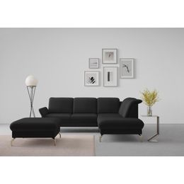 Sit & More Ecksofa SIT & MORE "Fashion L-Form", schwarz, B:250cm H:84cm T:207cm, Sofas, Ecksofa, wahlweise mit Kopfteilverstellung, Vorziehsitz, motorisch, Nickelf&uuml;&szlig;e
