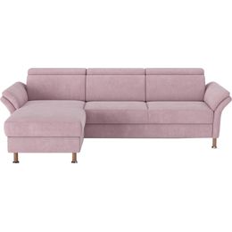 Ecksofa Home Affaire "Calypso L-Form", rosa (altrosa), B:260cm H:85cm T:172cm, 100% Polyester, Sofas, Ecksofa, mit motorischen Funktionen im Sofa und Recamiere