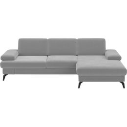 Sit & More Ecksofa SIT & MORE "Morris L-Form, inkl. Sitztiefenverstellung", grau, B:275cm H:82cm T:171cm, 100% Polyester, Sofas, Ecksofa, wahlweise mit Armteilverstellung, Bettfunktion & Bettkasten