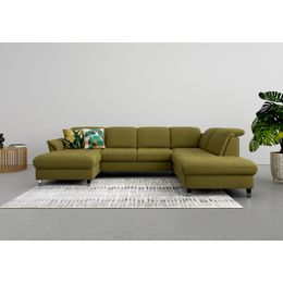 Sit & More Wohnlandschaft SIT & MORE "Maggiore U-Form", gr&uuml;n (olive), B:312cm H:88cm T:224cm, 98% Polyester, 2% Polyamid, Sofas, Wohnlandschaft, wahlweise mit Kopfteilverstellung, Bettfunktion und Stauraum