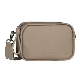 Handtasche Tom Tailor "Tatiana", Damen, Gr. B/H/T: 21cm x 13,5cm x 6cm, taupe, Polyurethan, clean, gepflegt, unifarben, Taschen Handtasche, fein gewebter dreifarbiger Gurtband mit harmonischem &bdquo;T&ldquo;&acute;Logodruck