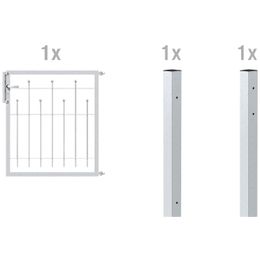 Zauneinzelt&uuml;r Alberts "Madrid", silber (silberfarben), B:100cm H:100cm, Stahl, Tore, Zauneinzelt&uuml;r, Breite: 100 cm, H&ouml;he 80 und 100 cm, feuerverzinkt