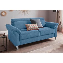 Sit & More 2,5-Sitzer SIT & MORE "Arngast", blau (hellblau), B:186cm H:84cm T:93cm, Sofas, 2 5-Sitzer, inklusive Federkern und Kopfteilverstellung