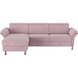 Ecksofa Home Affaire "Calypso L-Form", rosa (altrosa), B:260cm H:85cm T:172cm, 100% Polyester, Sofas, Ecksofa, mit motorischen Funktionen im Sofa und Recamiere