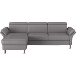 Ecksofa Home Affaire "Calypso L-Form", grau (hellgrau), B:260cm H:85cm T:172cm, 100% Polyester, Sofas, Ecksofa, mit motorischen Funktionen im Sofa und Recamiere