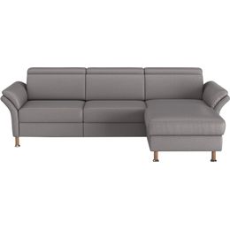 Ecksofa Home Affaire "Calypso L-Form", grau (hellgrau), B:260cm H:85cm T:172cm, 100% Polyester, Sofas, Ecksofa, mit motorischen Funktionen im Sofa und Recamiere