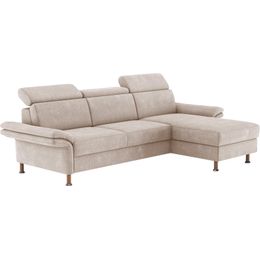 Ecksofa Home Affaire "Calypso L-Form", beige (nature), B:260cm H:85cm T:172cm, 100% Polyester, Sofas, Ecksofa, mit motorischen Funktionen im Sofa und Recamiere
