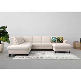 Sit & More Wohnlandschaft SIT & MORE "Maggiore U-Form", grau (elefant), B:312cm T:224cm, 95% Polyester, 5% Polyamid, Sofas, Wohnlandschaft, wahlweise mit Kopfteilverstellung, Bettfunktion und Stauraum