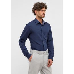 Langarmhemd Eterna "SLIM FIT", Damen, Gr. 40, Normalgr&ouml;&szlig;en, blau (navy), Twill, 46% Baumwolle, 8% Elasthan, 46% Polyester, schmal, Manschette, Hemden Langarmhemd, NON IRON (b&uuml;gelfrei)
