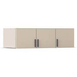 Aufsatzschrank Rauch "Gamma", beige (champagner), griffstangen graumetallic, B:136cm H:39cm T:54cm, Holzwerkstoff, Schr&auml;nke, Aufsatzschrank, f&uuml;r eine maximale Nutzung der Deckenh&ouml;he, viele Farben MADE IN GERMANY