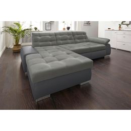 Sit & More Ecksofa SIT & MORE "Ontario L-Form", schwarz (schwarz, steingrau), B:280cm H:75cm T:183cm, Struktur (100% Polyester);Luxus-Microfaser ALTARA NUBUCK (100% Polyester);Luxus-Microfaser (100% Polyester), Sofas, Ecksofa, XXL, wahlweise mit Bettfunktion