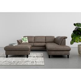 Sit & More Ecksofa SIT & MORE "Maggiore L-Form", braun, B:261cm T:224cm, 100% Polyester, Sofas, Ecksofa, wahlweise mit Kopfteilverstellung, Bettfunktion und Stauraum