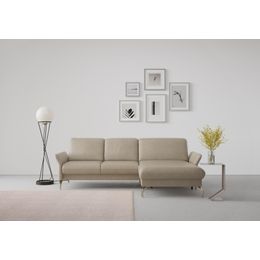 Sit & More Ecksofa SIT & MORE "Fashion L-Form", beige, B:253cm H:84cm T:165cm, Sofas, Ecksofa, wahlweise mit Kopfteilverstellung, Vorziehsitz, motorisch, Nickelf&uuml;&szlig;e
