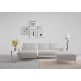 Sit & More Ecksofa SIT & MORE "Fashion L-Form", grau (hellgrau), B:253cm H:84cm T:165cm, Sofas, Ecksofa, wahlweise mit Kopfteilverstellung, Vorziehsitz, motorisch, Nickelf&uuml;&szlig;e
