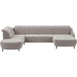 Sit & More Wohnlandschaft SIT & MORE "Blues U-Form", grau (anthrazit), B:356cm H:93cm T:249cm, 100% Polyester, Sofas, Wohnlandschaft, inkl. Kopfteilverstellung, wahlweise mit Klapptisch und USB