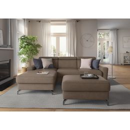 Sit & More Ecksofa SIT & MORE "Scarlett L-Form", grau (taupe), B:258cm T:172cm, Sofas, Ecksofa, inklusive Kopfteilverstellung, wahlweise mit Bettfunktion, Bettkasten