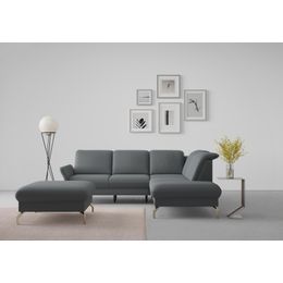 Sit & More Ecksofa SIT & MORE "Fashion L-Form", grau (dunkelgrau), B:250cm H:84cm T:207cm, Sofas, Ecksofa, wahlweise mit Kopfteilverstellung, Vorziehsitz, motorisch, Nickelf&uuml;&szlig;e
