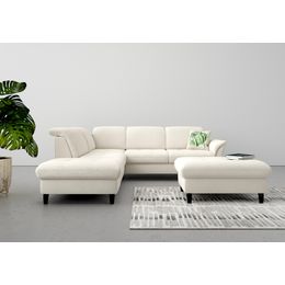 Sit & More Ecksofa SIT & MORE "Maggiore L-Form", grau (grau, wei&szlig;), B:261cm H:88cm T:224cm, 95% Polyester, 5% Polyamid, Sofas, Ecksofa, wahlweise mit Kopfteilverstellung, Bettfunktion und Stauraum