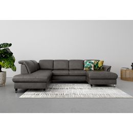 Sit & More Wohnlandschaft SIT & MORE "Maggiore U-Form", grau (anthrazit), B:312cm T:224cm, 100% Polyester, Sofas, Wohnlandschaft, wahlweise mit Kopfteilverstellung, Bettfunktion und Stauraum