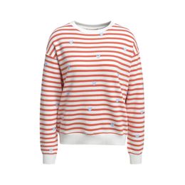 Smith & Soul Sweatshirt SMITH & SOUL, Damen, Gr. L, mandarin rot, Sweatware, Obermaterial: 80% Baumwolle, 20% Modal, bedruckt, gestreift, relaxed fit normal, Rundhals, Rippb&uuml;ndchen, Sweatshirts Sweatshirt, mit Rundhals, Relaxed Fit