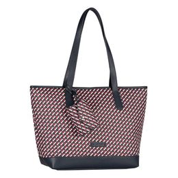 Shopper Tom Tailor "Xenia", Damen, Gr. B/H/T: 43cm x 29cm x 14cm, printed blau, Polyurethan, gepflegt, mehrfarbig, Taschen Shopper, mit raffiniert geometrischen "T" Print des Logos auf dem Taschenk&ouml;rper
