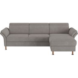 Ecksofa Home Affaire "Calypso L-Form", grau, B:260cm H:85cm T:172cm, 100% Polyester, Sofas, Ecksofa, mit motorischen Funktionen im Sofa und Recamiere