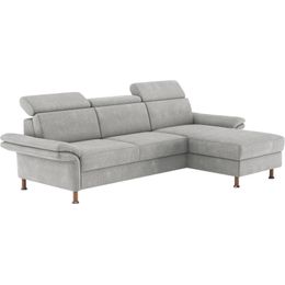 Ecksofa Home Affaire "Calypso L-Form", grau (hellgrau), B:260cm H:85cm T:172cm, 100% Polyester, Sofas, Ecksofa, mit motorischen Funktionen im Sofa und Recamiere