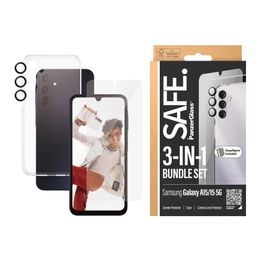 SAFE BY PANZERGLASS Displayschutzglas "3-in-1 Bundle Set Screen Protector, Case und Camera Lens Protector", transparent, B:11cm H:2,5cm T:19,5mm, Displayfolien, Bildschirmschutz, Kameraschutz, Backcover, Rundumschutz, 360 Grad, Displayschutzglas