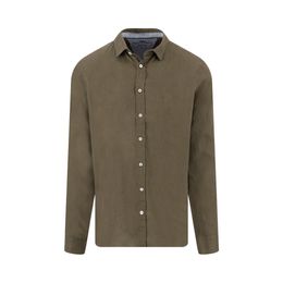 Leinenhemd Fynch-Hatton, Herren, Gr. XXL, N-Gr, schwarz khaki, Web, Obermaterial: 100% Leinen, unifarben, regular fit normal, Manschette, Hemden Leinenhemd, mit Logo Stickerei