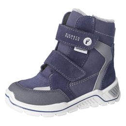 Winterstiefel Ricosta "JANEK 50 WMS: weit", Jungen, Gr. 27, blau, grau, Lederimitat, Veloursleder, kontrastfarbene Details, Schuhe Winterstiefel, Snowboots, Klettstiefel mit Sympatex, Gr&ouml;&szlig;enschablone zum Download