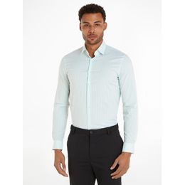 Langarmhemd Calvin Klein "POPLIN STRIPE SLIM SHIRT", Herren, Gr. 44, N-Gr, gr&uuml;n (lichen), Web, Obermaterial: 97% Baumwolle, 3% Elasthan, unifarben, slim fit, Hemden Langarmhemd, mit Logopr&auml;gung